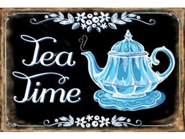 Tea Time Vintage Metal Sign - 12*8 in - Jetzam
