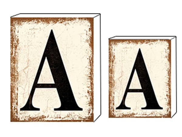 A Block Sign set of 2 - L: 8*10*2 in, S: 7*9*1.5 - Jetzam