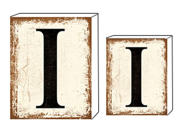 I Block Sign set of 2 - L: 8*10*2 in, S: 7*9*1.5 - Jetzam