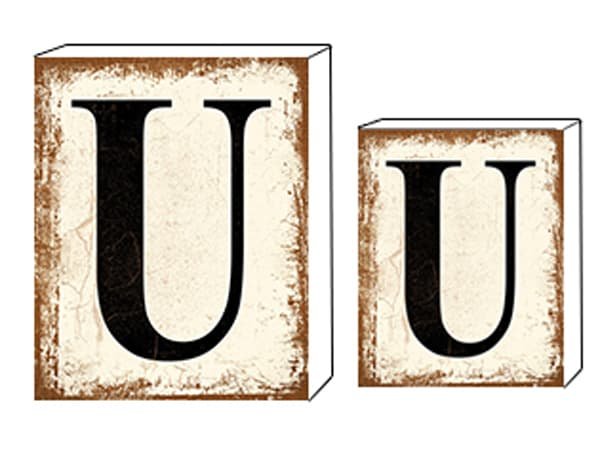 U Block Sign set of 2 - L: 8*10*2 in, S: 7*9*1.5 - Jetzam